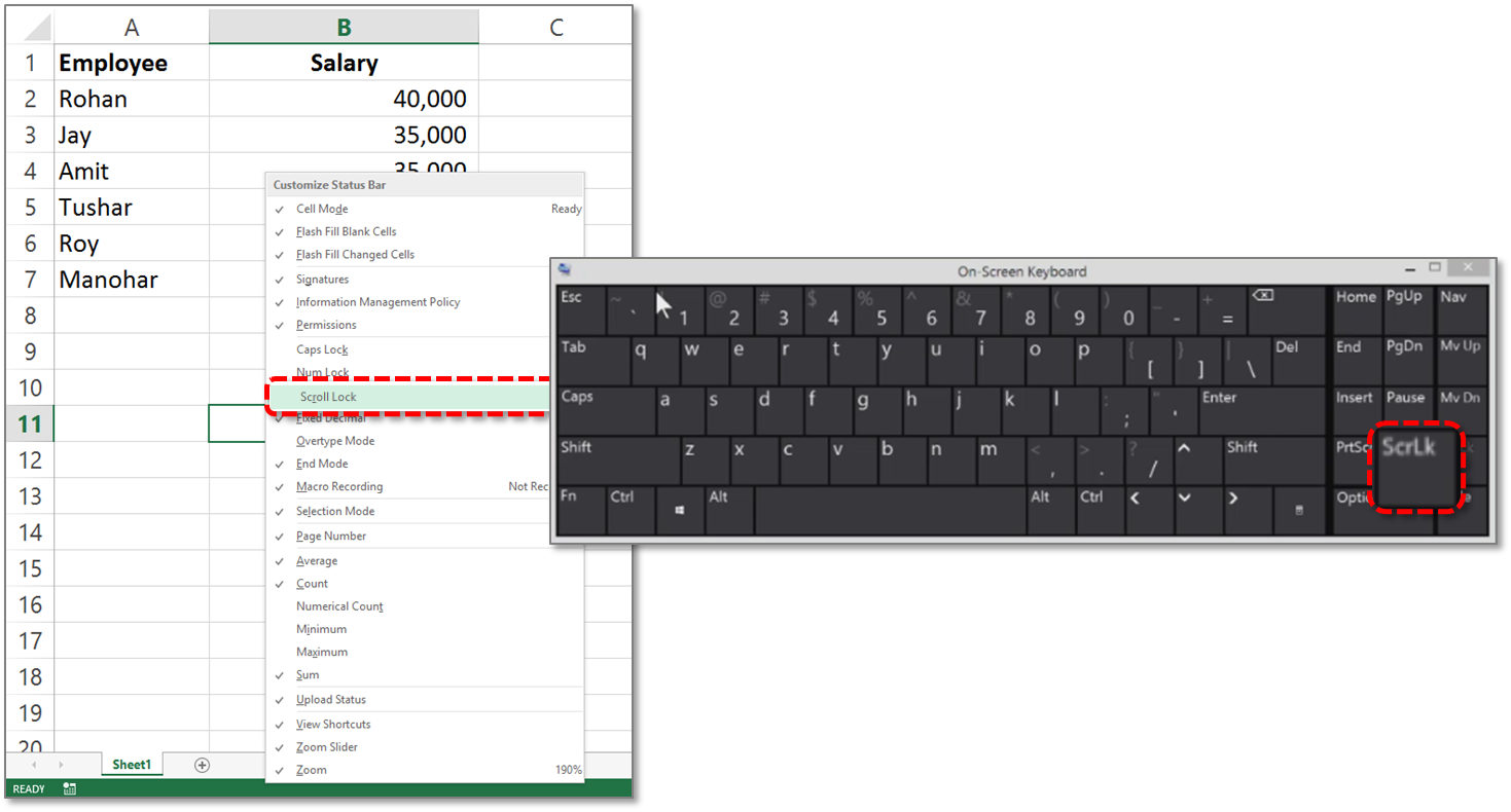 Turn ON OFF Scroll Lock In Excel Enable Disable Scroll Lock Quickly