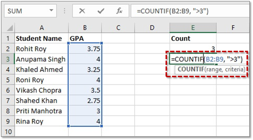 Use Countif Function In Excel With Example Learn More Excel Tips Trick 