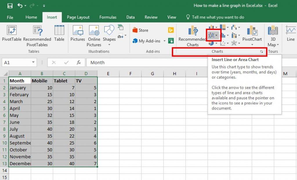 How To Create Line Chart In Excel How To Create Well Designed Line Chart