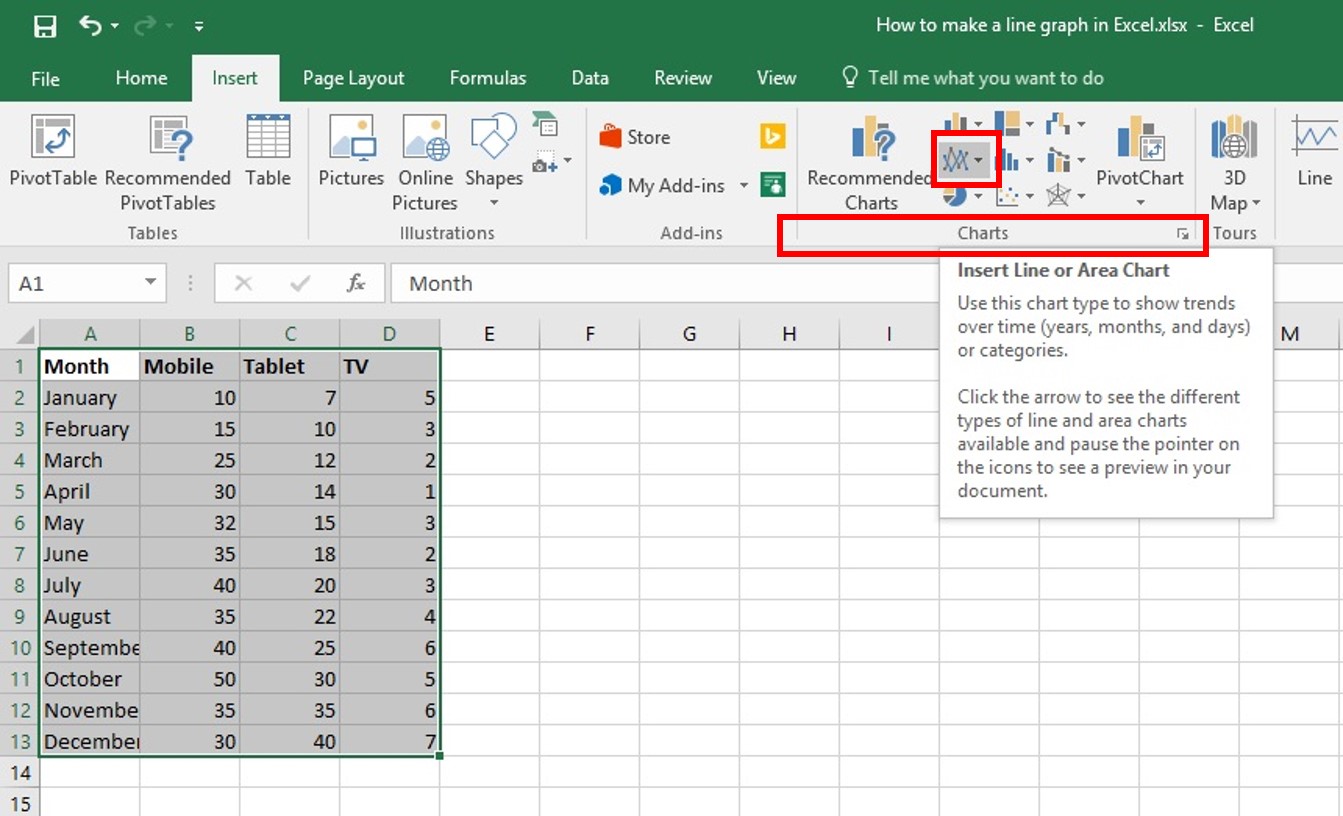 How To Create Line Chart In Excel How To Create Well Designed Line Chart