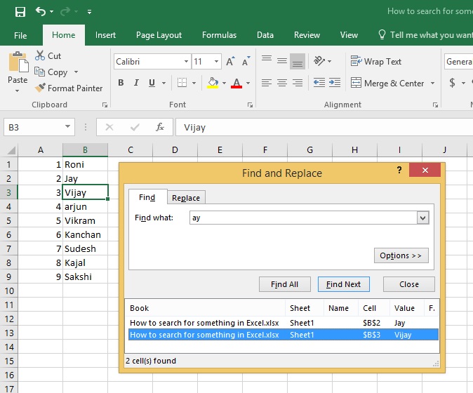 How To Use Excel Search Function To Find A word In Excel Find Or Replace