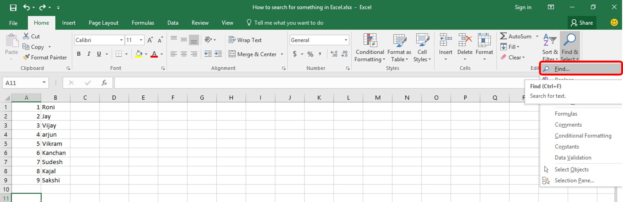 How To Use Excel Search Function To Find A Word In Excel Find Or Replace