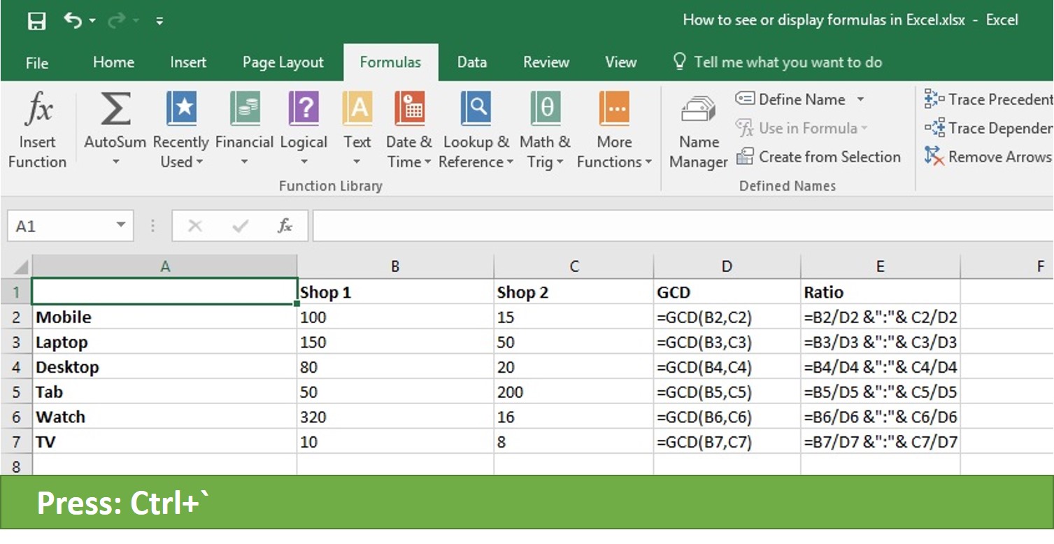 How To Display Show Formulas In Excel Riset