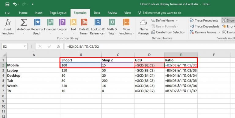 Show Formulas In Excel Riset