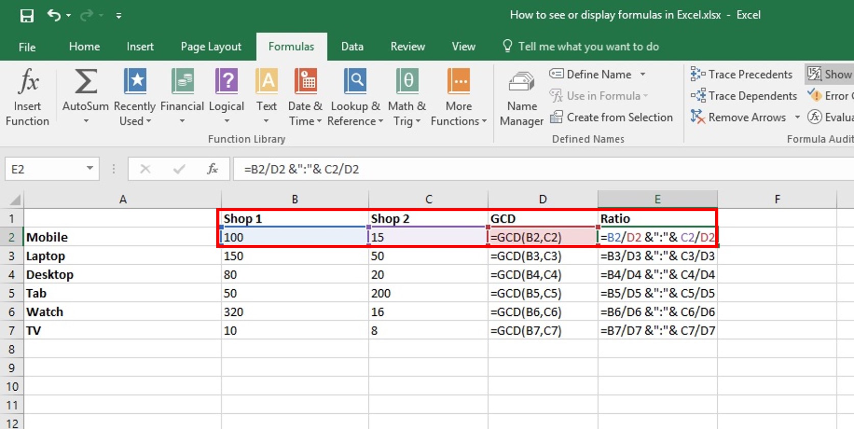 Show Formulas In Excel Xl N Cad Riset
