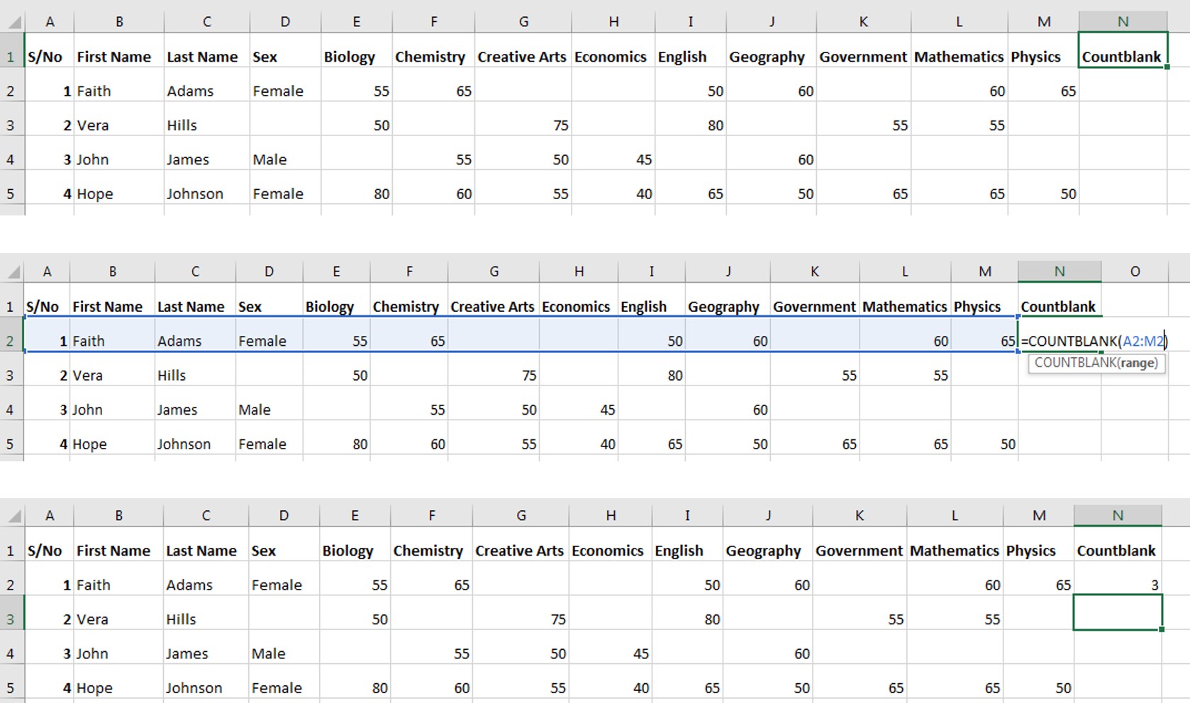 How To Use COUNTBLANK Funtion To Count Blank Cells In Excel