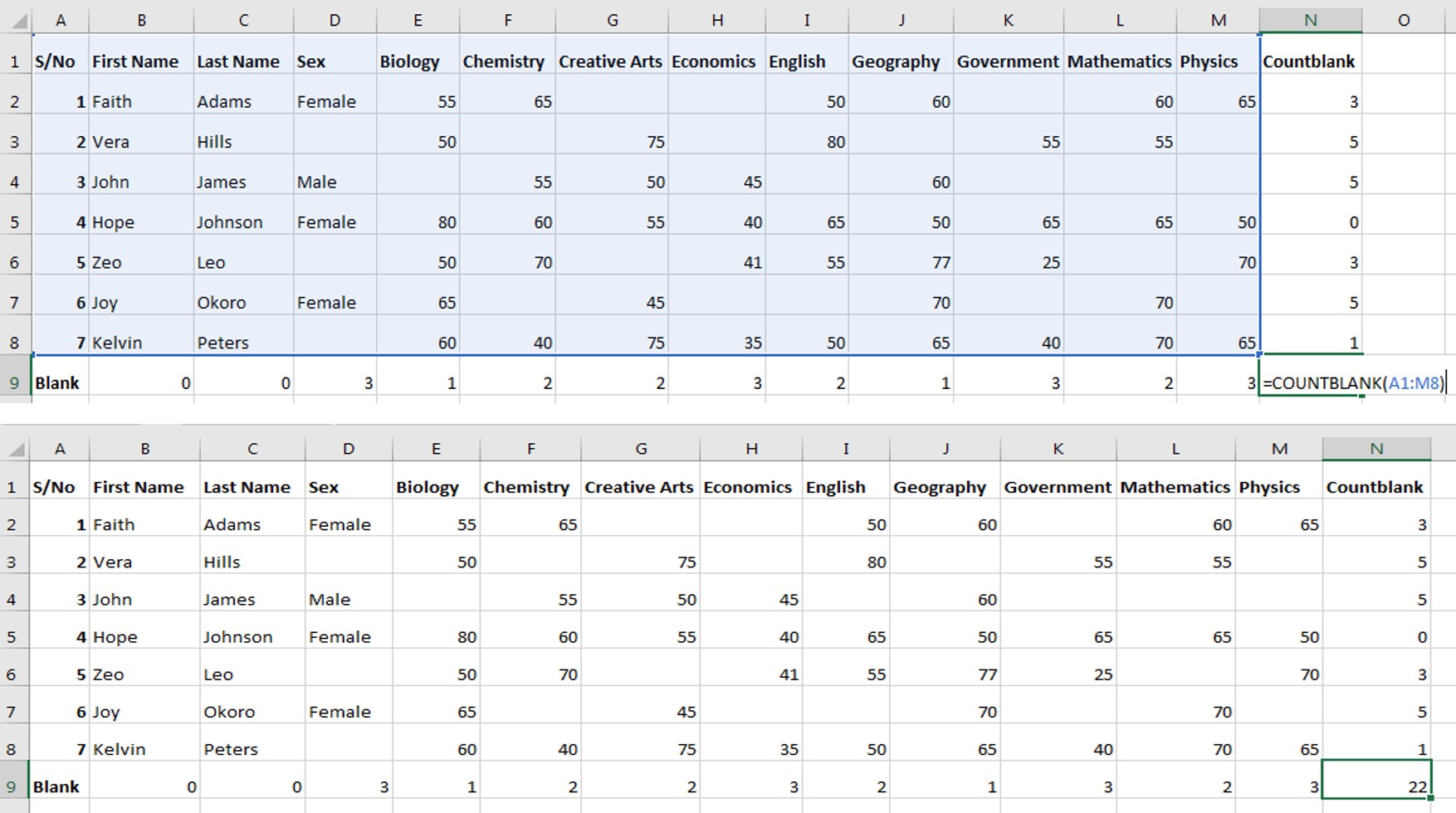 How To Use COUNTBLANK Funtion To Count Blank Cells In Excel